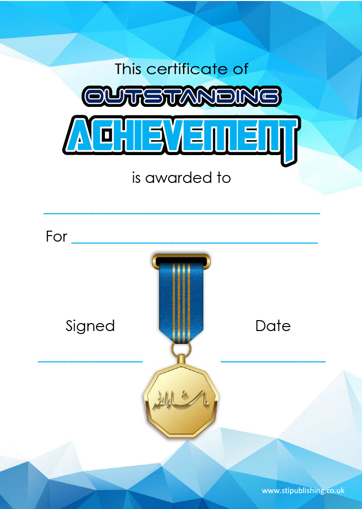 A5 Outstanding Achievement Certificate (x10) – STI Publishing