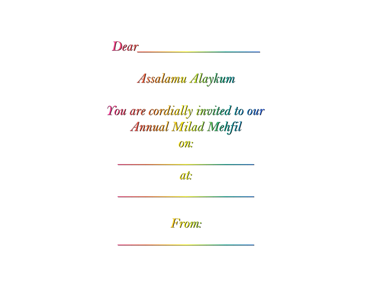 A5 Milad Mehfil Invitation (x5) – STI Publishing