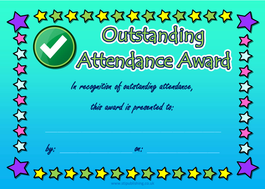 A5 Outstanding Attendance Certificate (x10) – STI Publishing